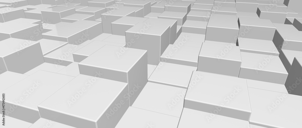 white cube technology background. white cube texture background. 3d ...