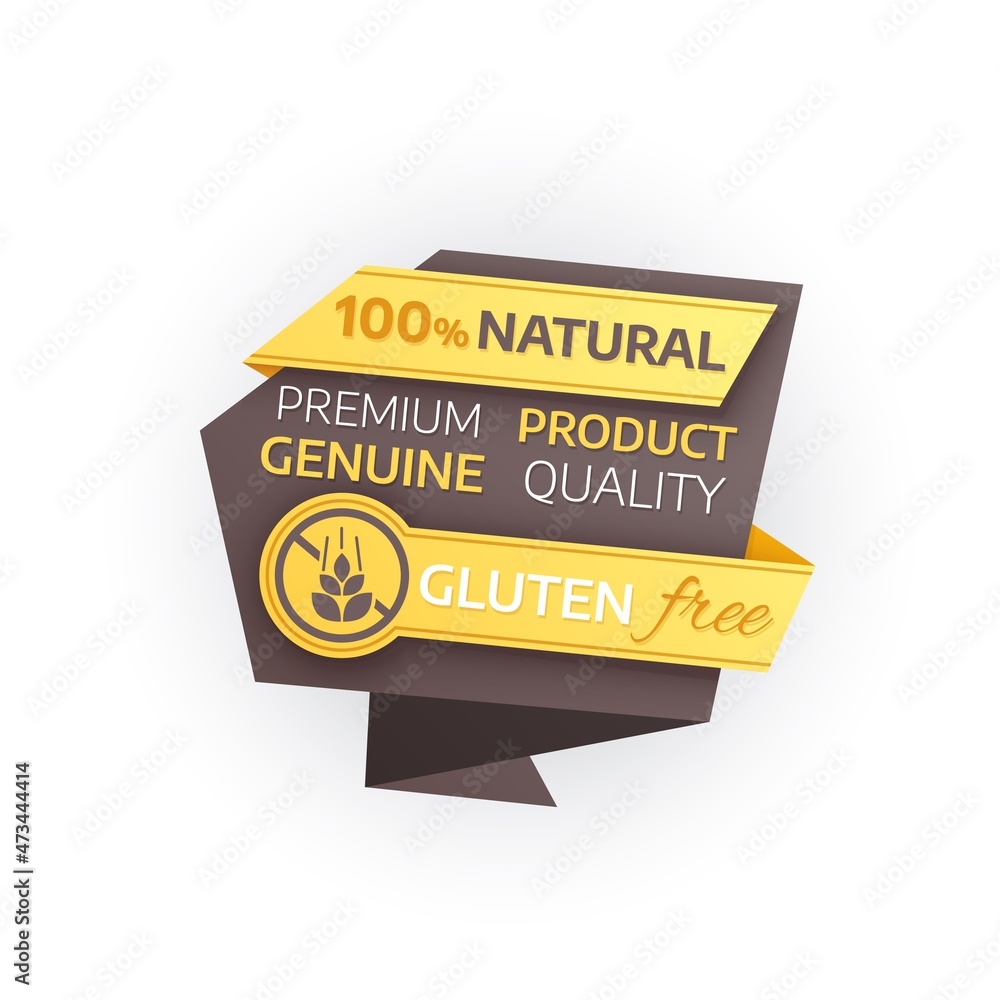 Gluten free product vector banner of origami paper. Food allergy diet ...