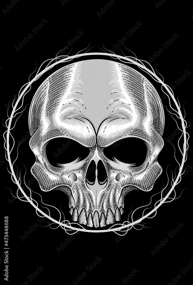 Human skull with root art work illustration Stock Vector | Adobe Stock