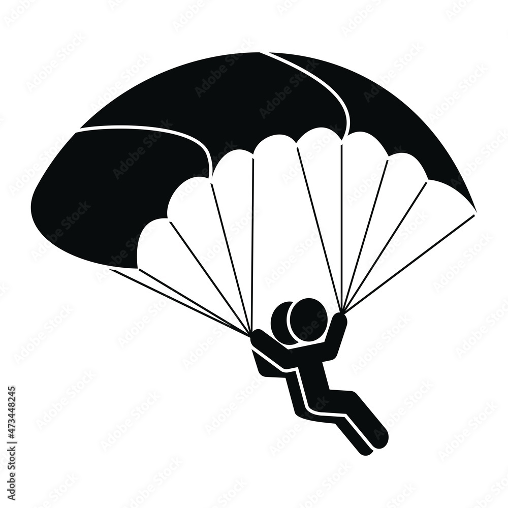 parachute people Paratrooper or Parachutist Free-falling and Descending ...