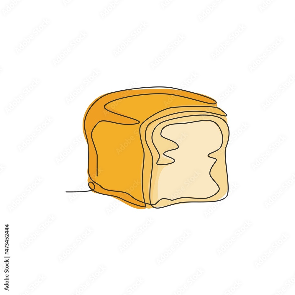 One single line drawing of fresh tasty online white bread shop logo ...