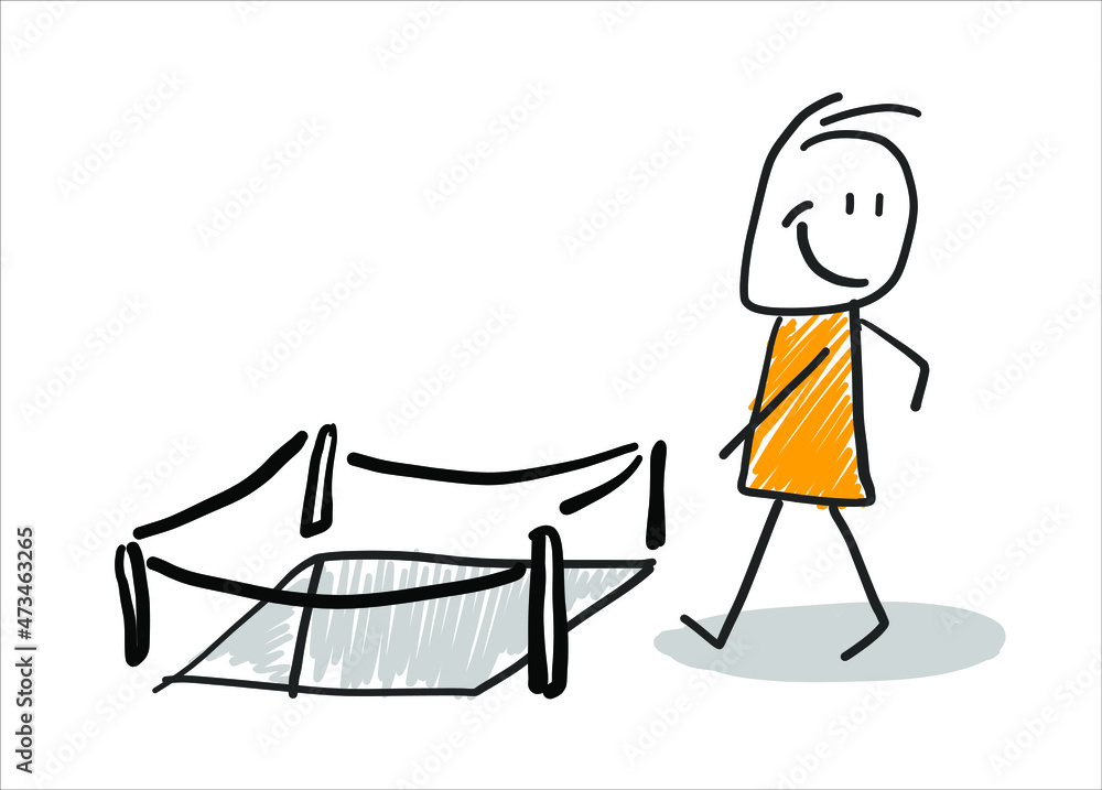 Stick figure people, working life, daily life. Freehand drawing. Vector ...