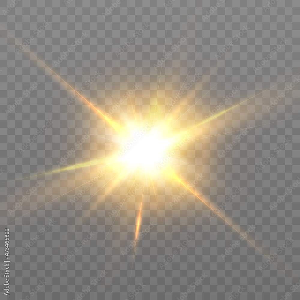 Bright light effect with rays and highlights for vector illustration ...