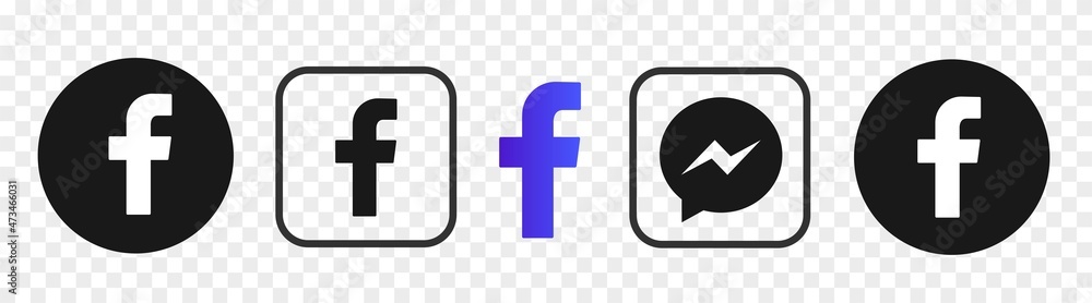 Facebook logo icons set isolated on transparent. Stock Illustration ...