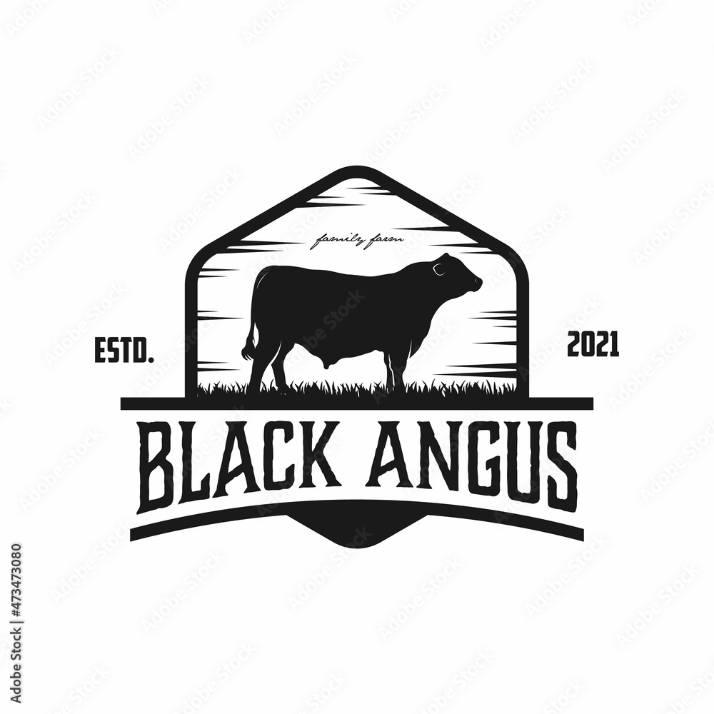 Retro vintage angus cattle beef logo design inspiration Stock Vector ...