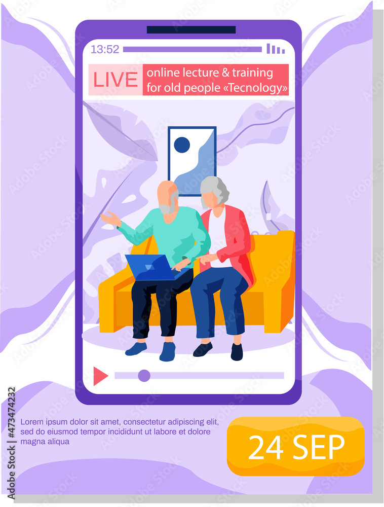 Online lecture and training for old people announcement advertising ... Online lecture and training for old people announcement advertising ...