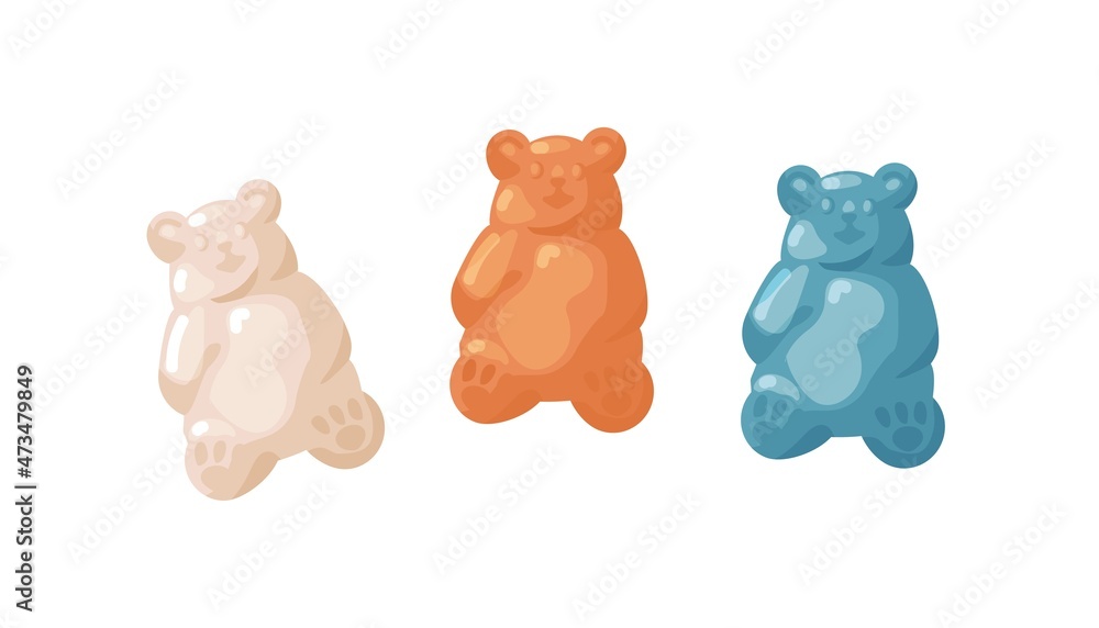 Sweet gummy bears. Sugar jelly babies set. Fruit gelatin gums of ...