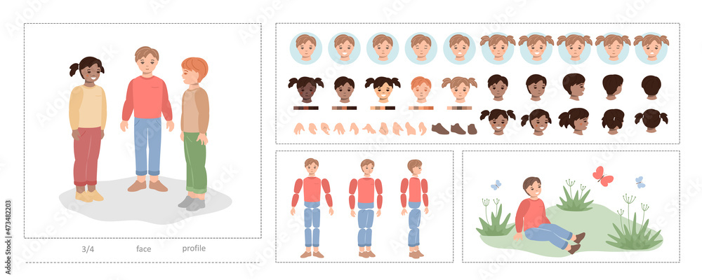 Character Builder or Character Creation Kit - Kids. Children - boy and ...