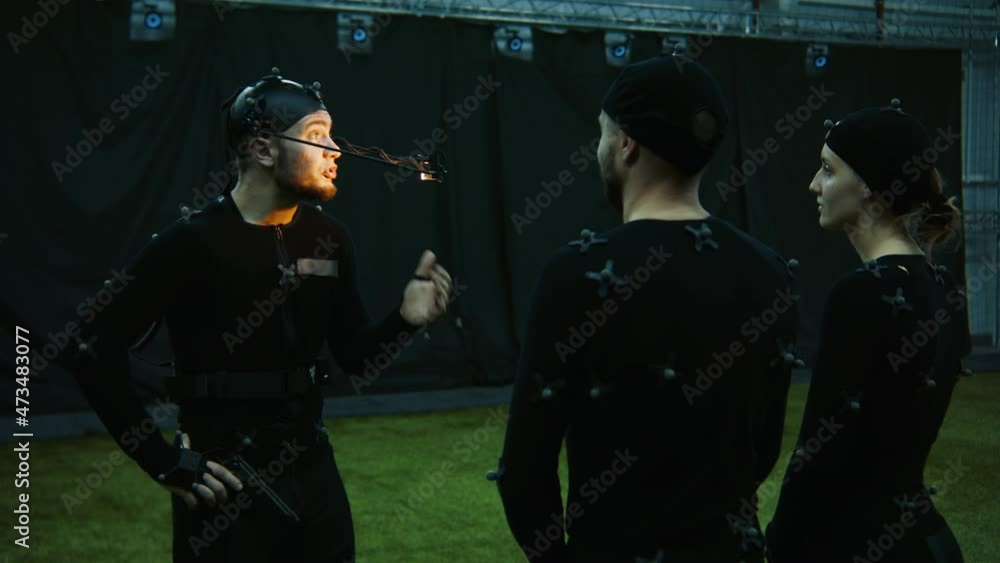 BTS Actors wearing motion capture suits acting as a game or animation ...