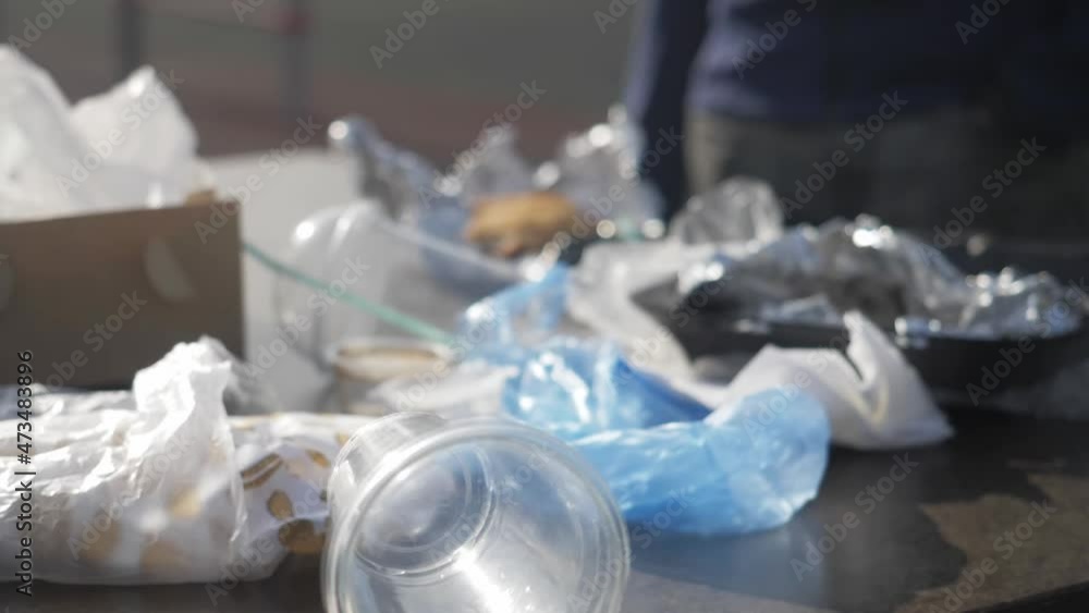 Plastic packaging waste, plastic containers for food. reducing food ...