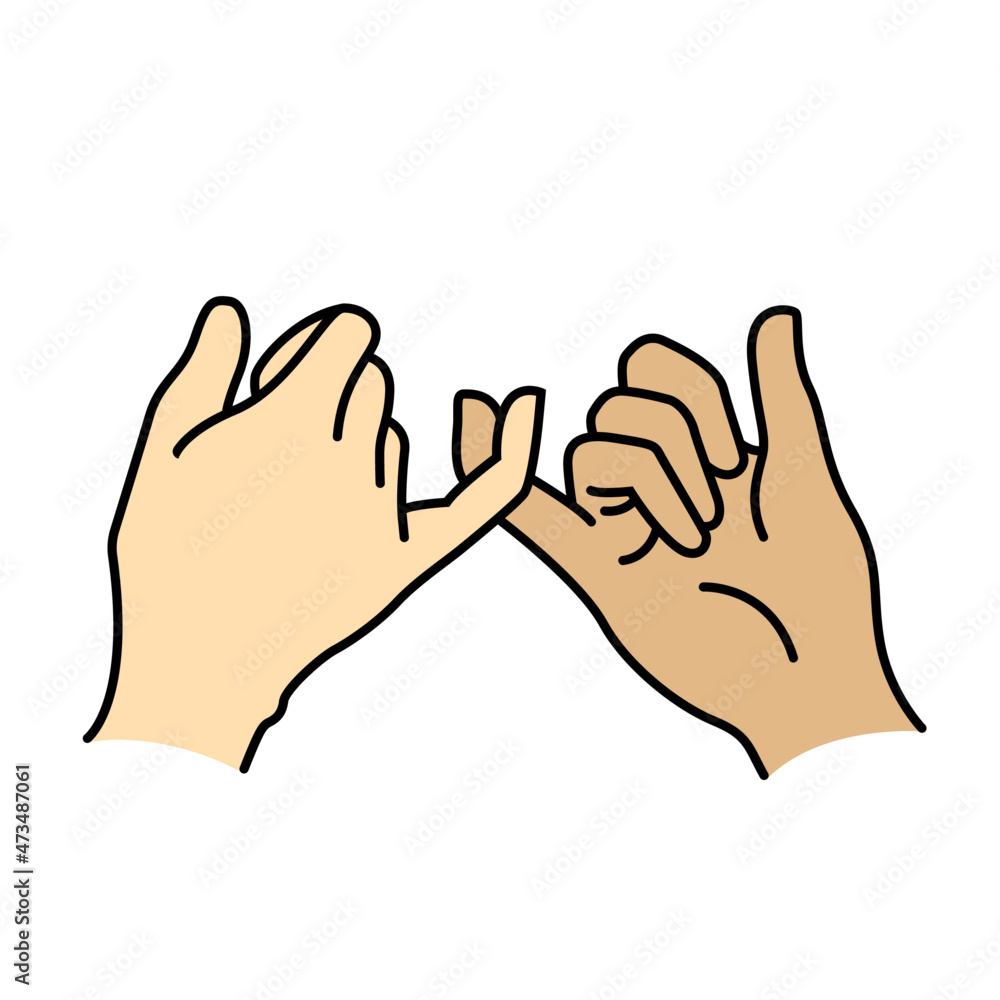 pinkie promise swear hands gesture Vector Outline Stroke locking ...