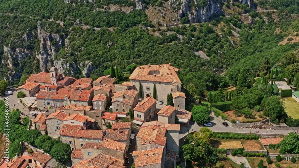 Gourdon France Aerial v3 cinematic establishing shot birds eye view ...