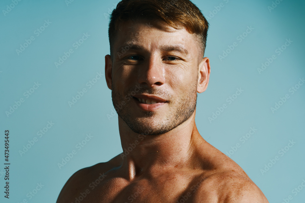 male with bulging topless muscle workout posing bodybuilder Stock Photo ...