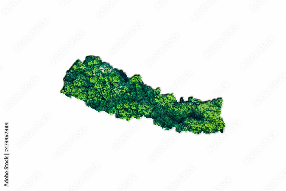 Foto de Green Forest Map of Nepal do Stock | Adobe Stock