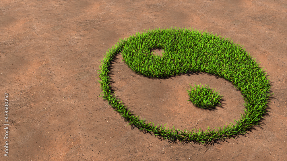 Concept conceptual green summer lawn grass symbol shape on brown soil ...