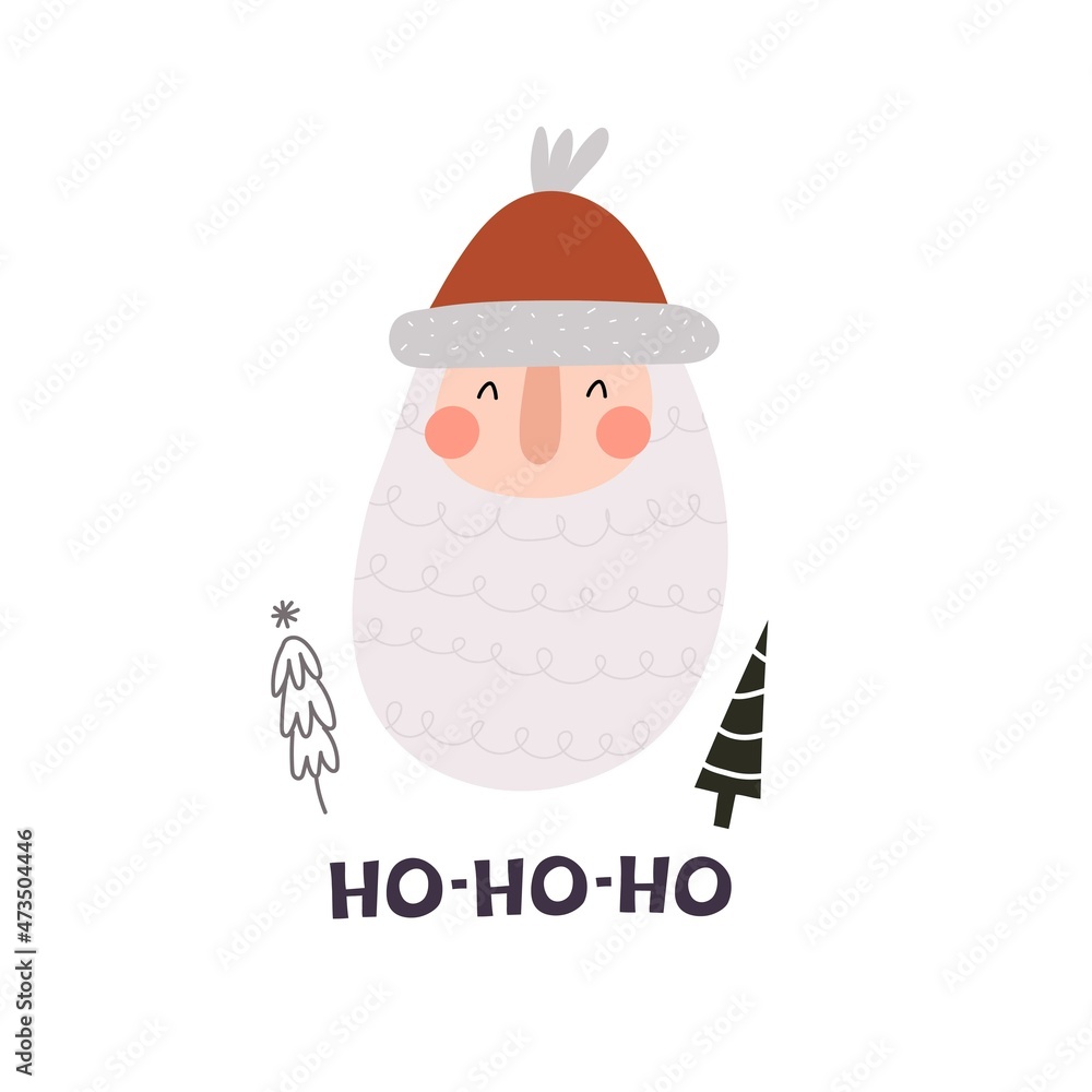 Ho-ho-ho. Cartoon Santa Claus, hand drawing lettering. holiday theme ...