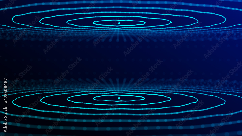 Abstract Blue Background Of Circular Flow Of Particles Network Connections Structure Big Data