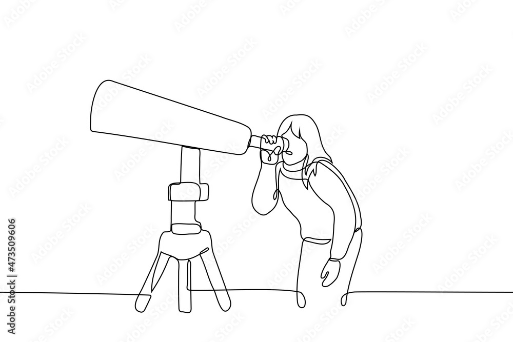 Looking Through A Telescope Drawing