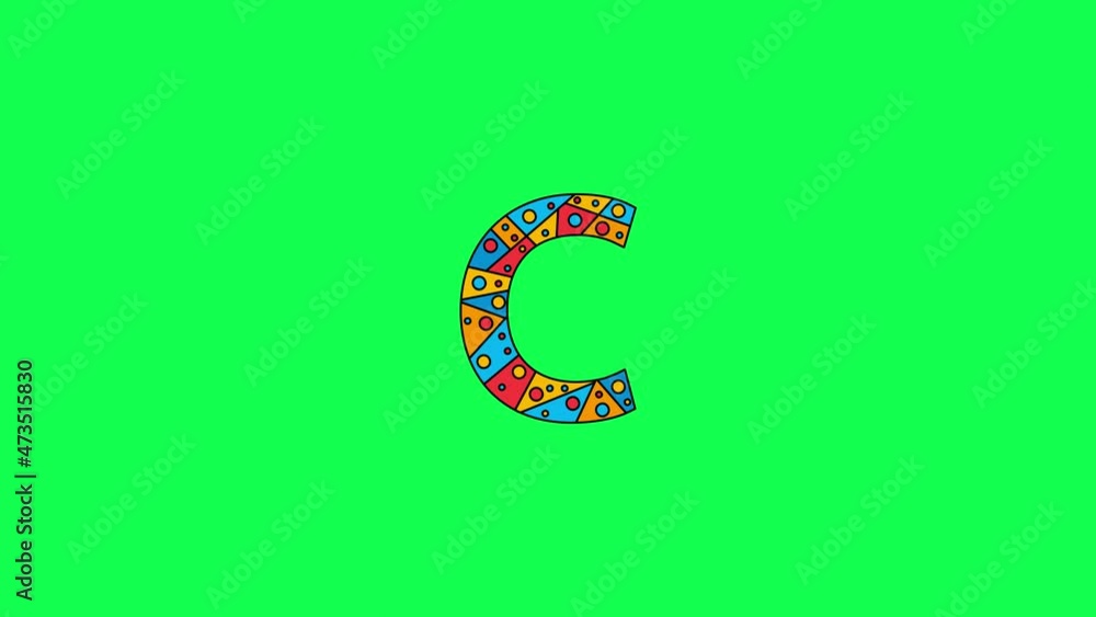 Letter C. Animated unique font made of circles and triangles, polygons ...