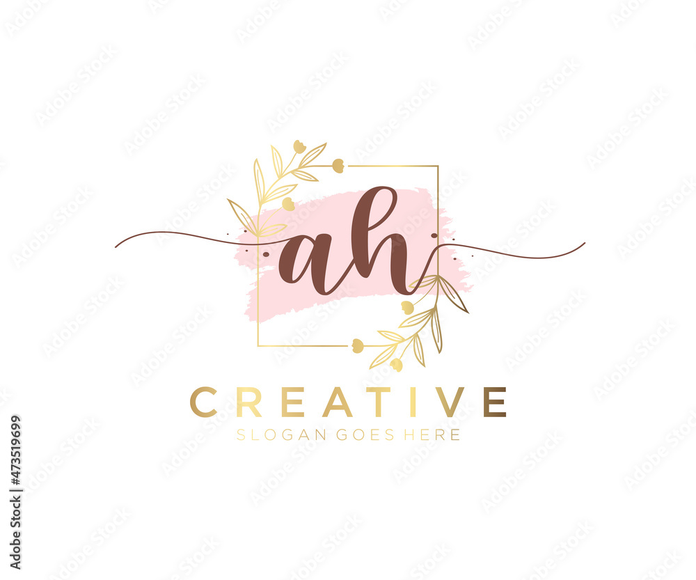 Initial AH feminine logo. Usable for Nature, Salon, Spa, Cosmetic and ...