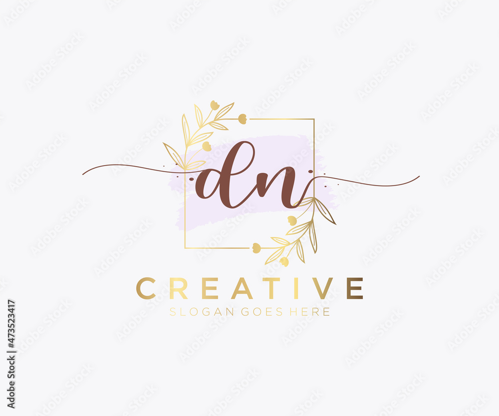 Initial DN feminine logo. Usable for Nature, Salon, Spa, Cosmetic and ...