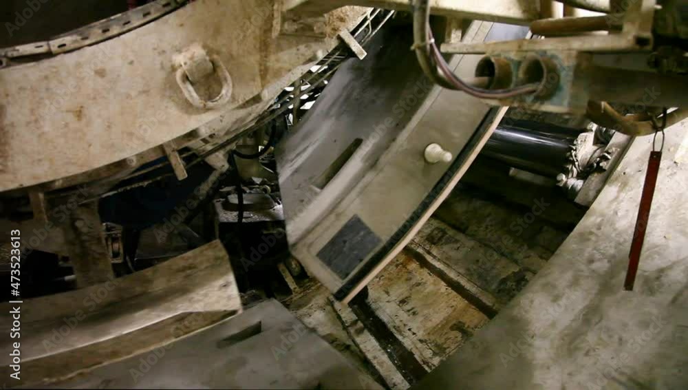 Tunnel boring machine work. Installation of a new tunnel element ...