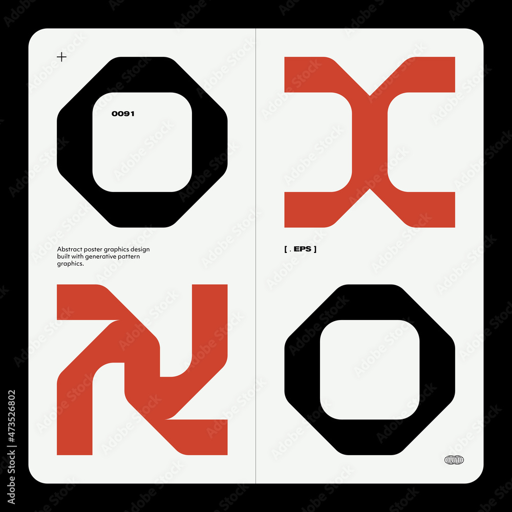 Swiss Poster Design Template With Abstract Geometric Shapes Stock ...