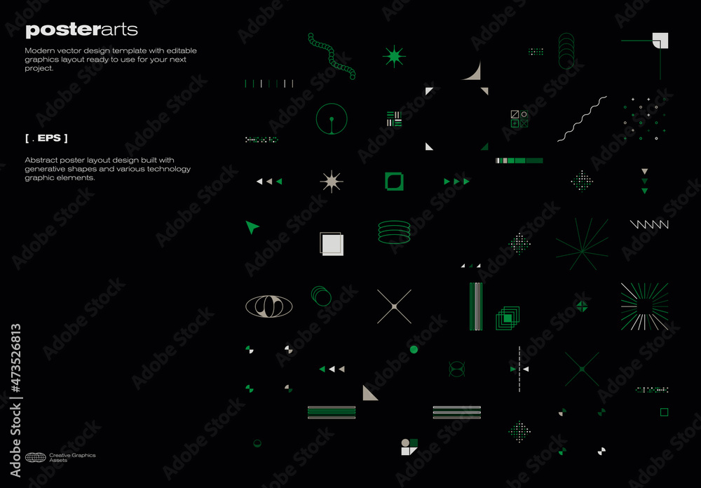 Brutalist Poster Design Template With Abstract Geometric Shapes Stock ...