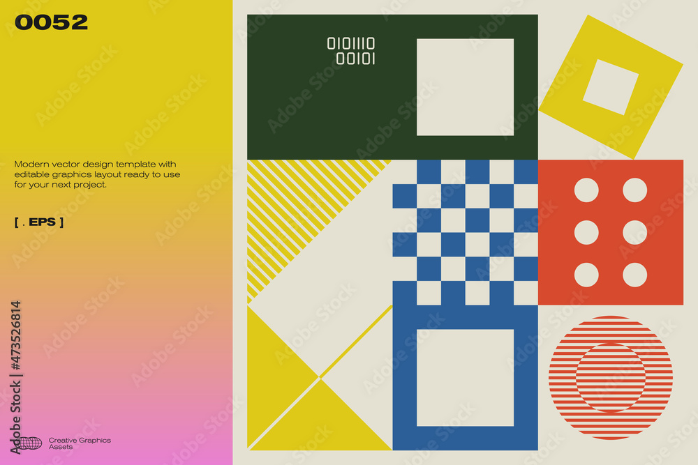 Neomodern Poster Design Layout With Abstract Vector Geometric Shapes ...