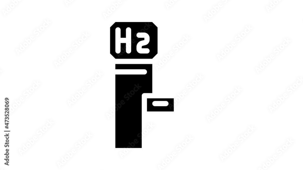 hydrogen gas station animated glyph icon hydrogen gas station sign ...