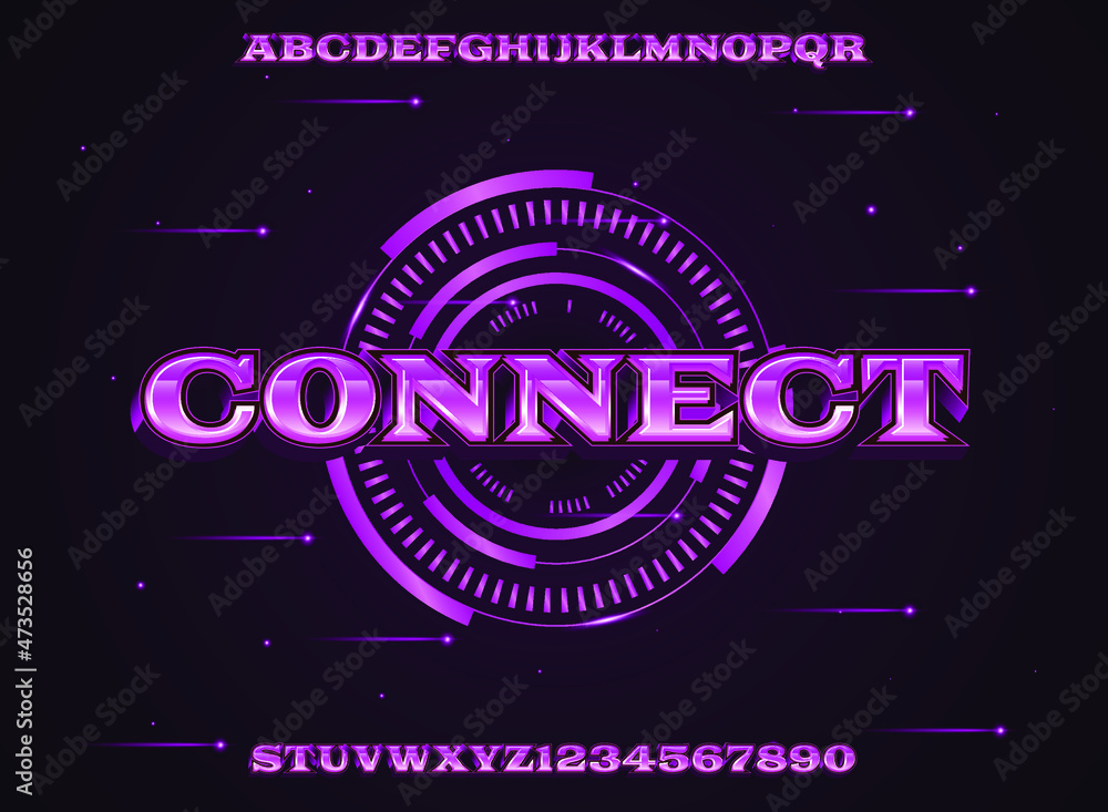 modern futuristic violet connect text effect with circle hologram frame ...
