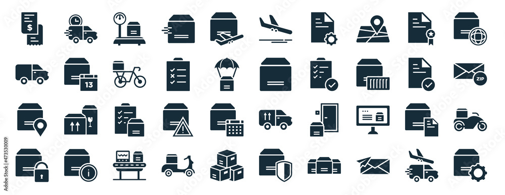 set of 40 filled delivery web icons in glyph style such as express ...