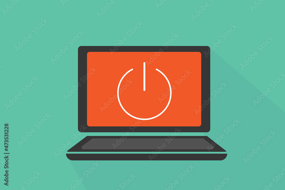 Laptop icon with an off button for website, application, printing ...