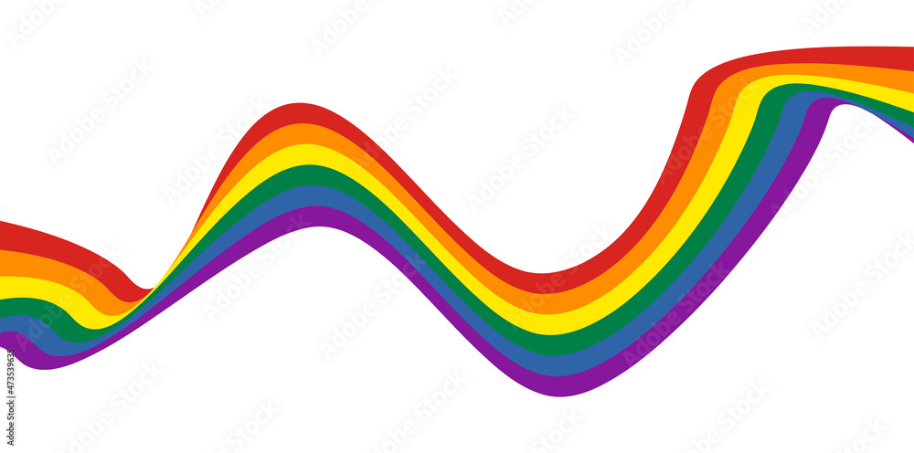 Wavy rainbow ribbon with the colors of the LGBT community on a white ...