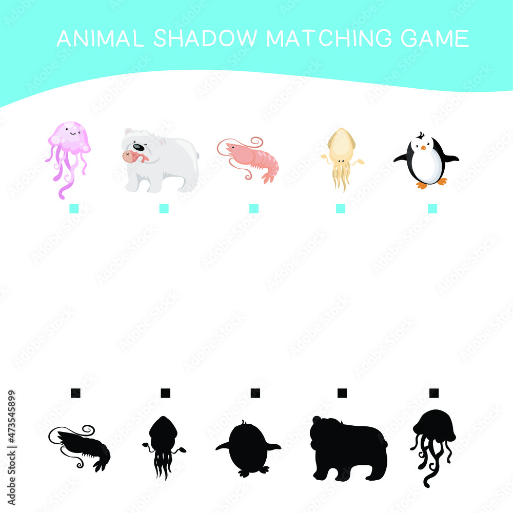 Matching shadow game for Preschool Children. Educational printable ...