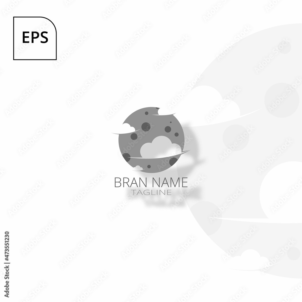 Logo design in the shape of a moon covered in clouds. which is very ...