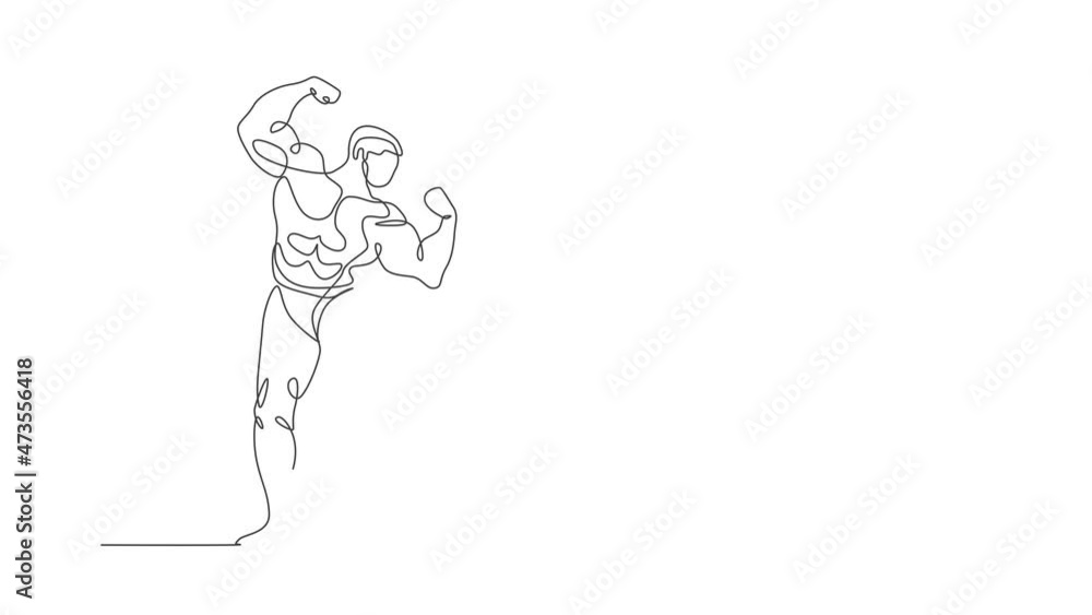 Animated self drawing of one continuous line draw young strong model ...