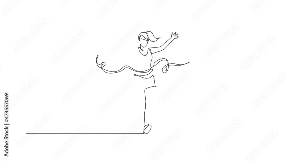 Animated self drawing of single continuous line draw young happy health ...