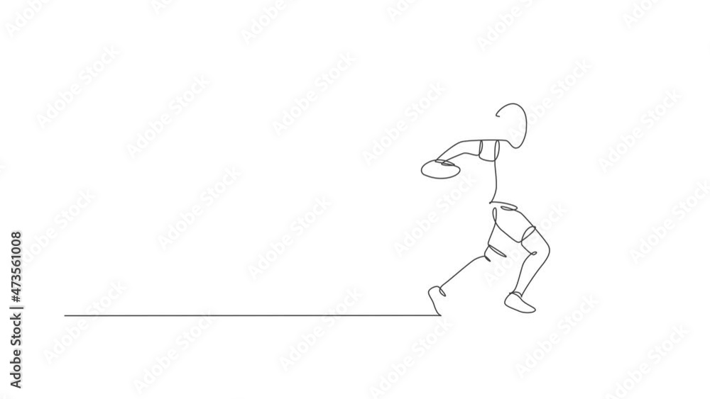 Animated self drawing of one continuous line draw young male rugby ...