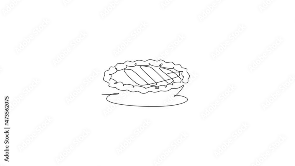 Animated self drawing of single continuous line draw stylized delicious ...