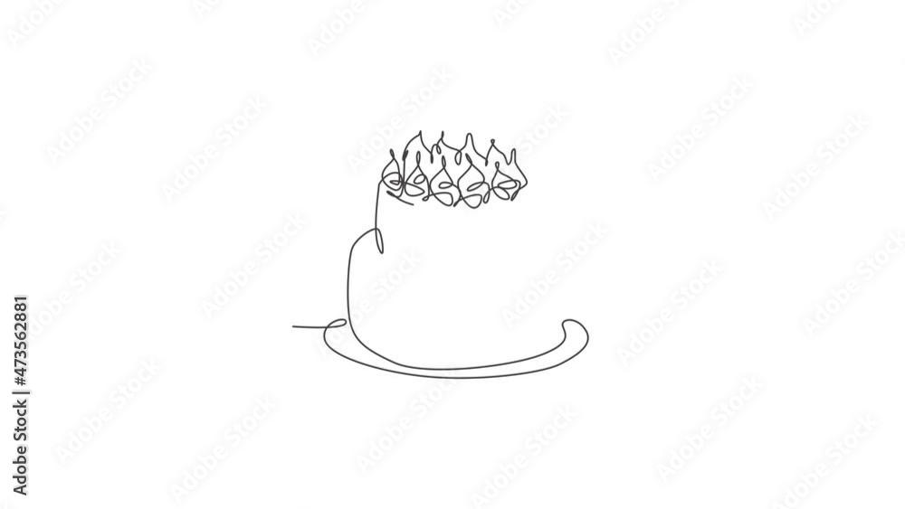Animation of one line drawing of fresh delicious home made birthday ...