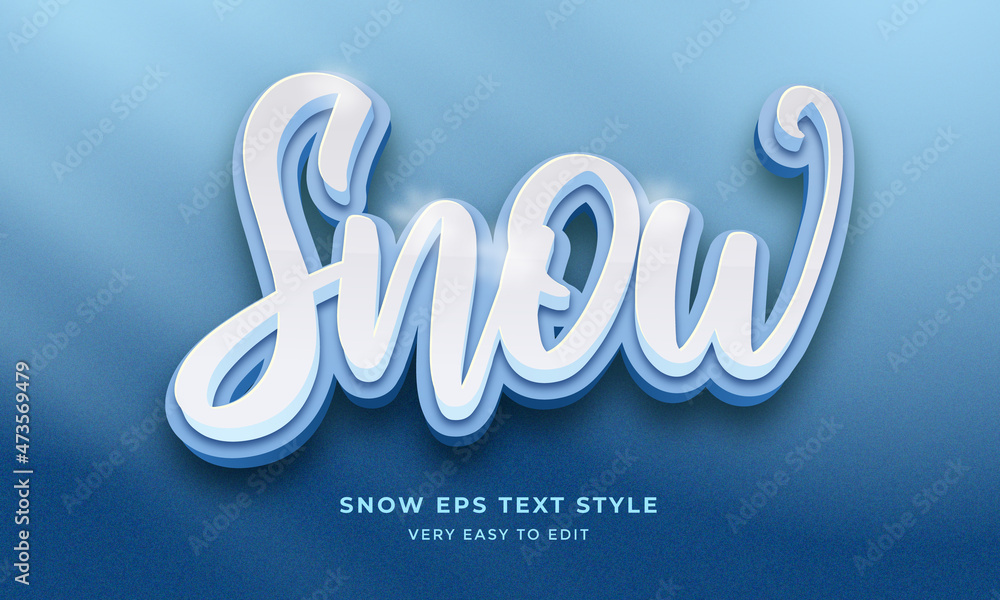 Snow Editable Font Effect, Winter Text Style with White and Blue color ...