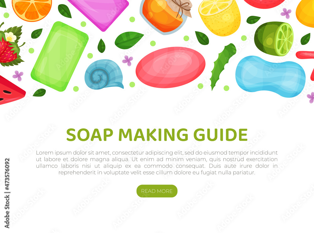 Soap making guide landing page template with handmade organic cosmetic ...