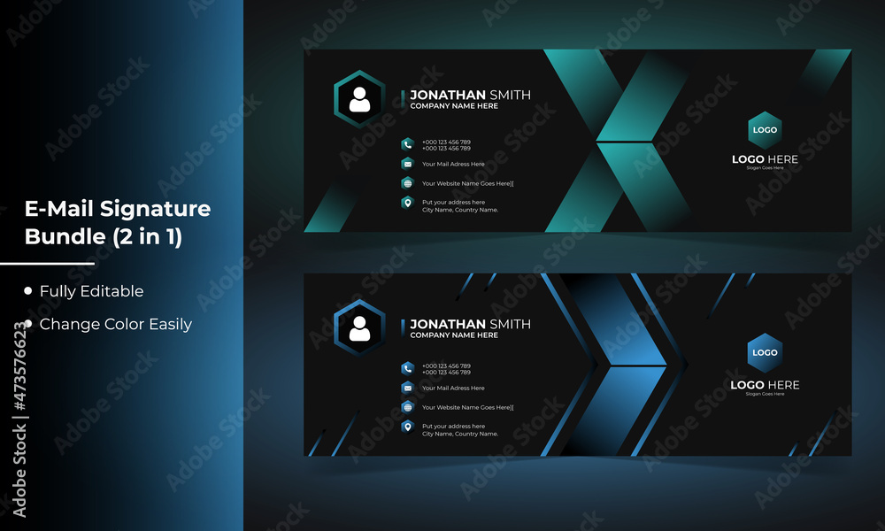 Abstract Modern Email Signature template Bundle Stock Vector | Adobe Stock