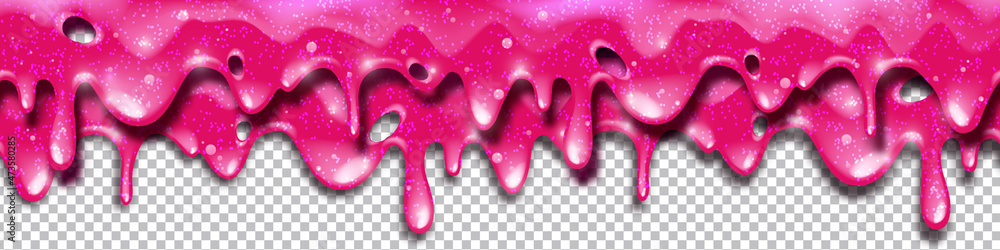 Pink slime vector glitter background, cartoon sticky toxic goo, liquid ...