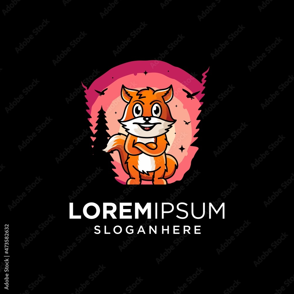 Fox flat cartoon vector illustration Stock Vector | Adobe Stock