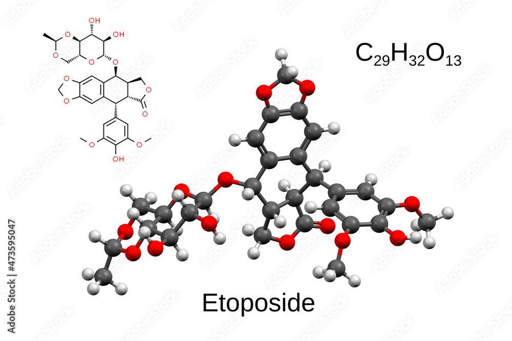 Chemical formula, structural formula and 3D ball-and-stick model of the ...