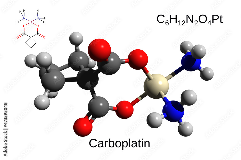 Chemical formula, structural formula and 3D ball-and-stick model of the ...