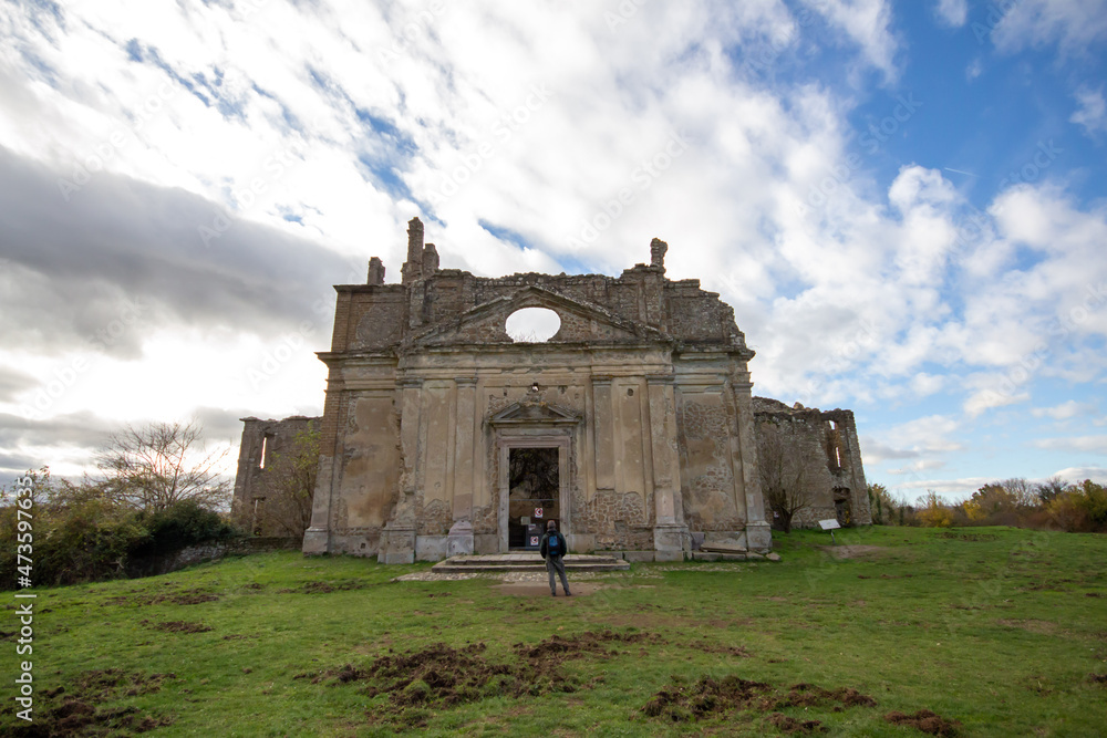 Baroque Church of San Bonaventura in The ruins of ancient Monterano ...