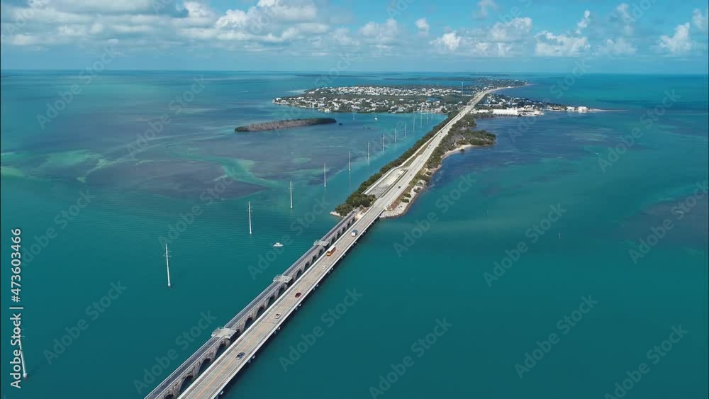 Key West: 7 Mile Bridge, Florida Keys, United States. Aerial view of ...